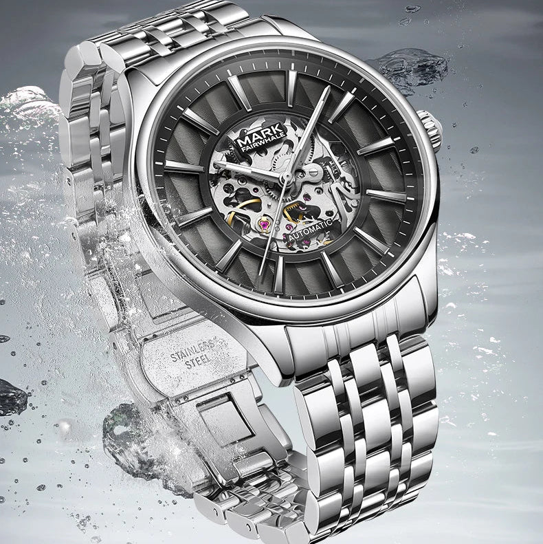 Men’s Automatic Watch | Mark Fairwhale FW-6022 Skeleton Stainless Steel ...